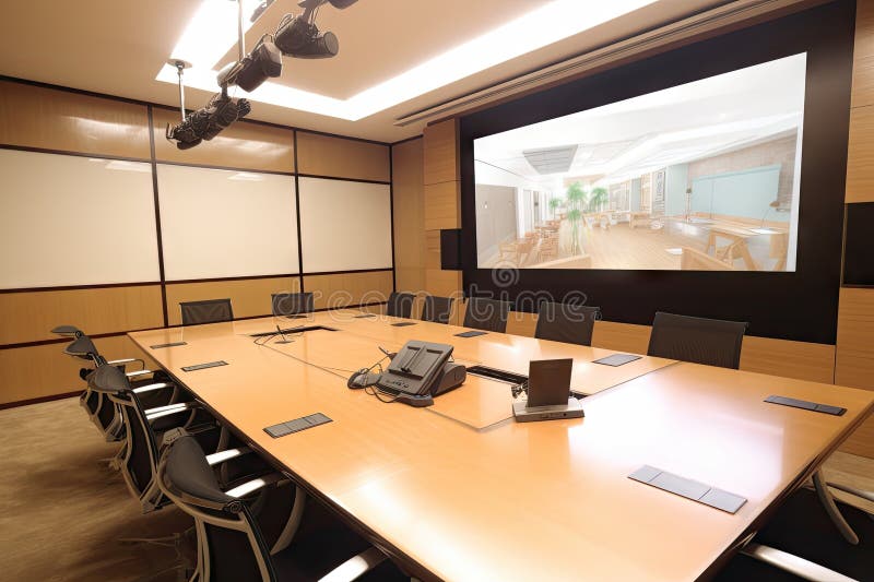 Virtual Conference Room with Large Screen and Presenter Controls, Ready ...