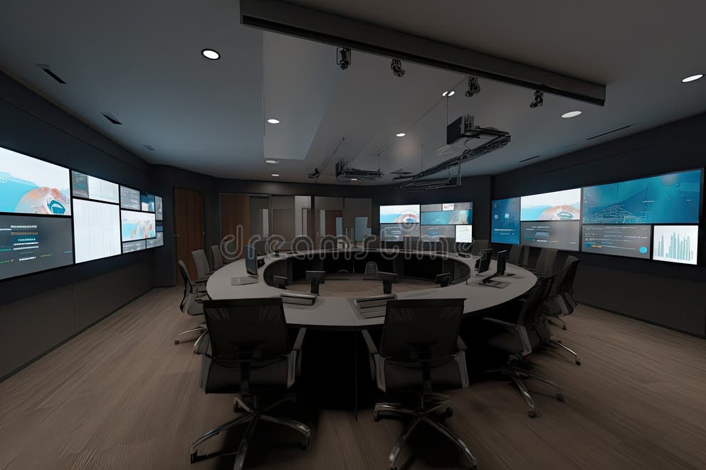 Virtual Conference Room with Multiple Screens, Projectors and Speakers ...