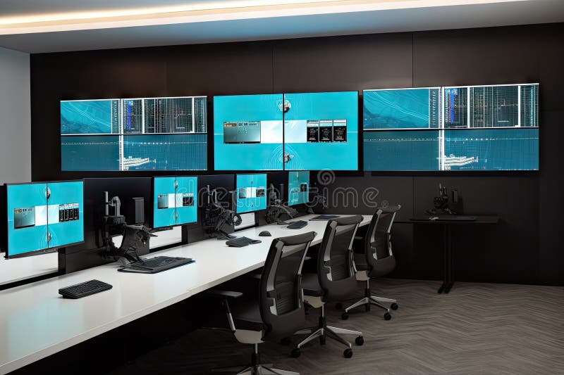 Virtual Conference Room with Multiple Screens and Video Conferencing ...