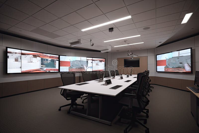 Virtual Conference Room, with Screens and Projectors for Presenting ...