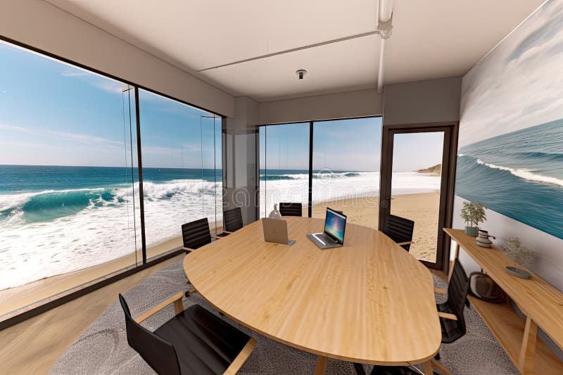 Virtual Conference Room with Multiple Screens and Video Conferencing ...