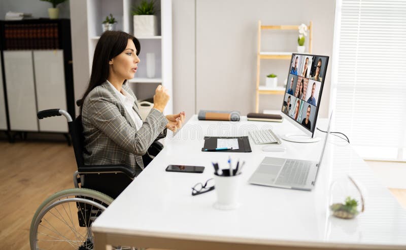 Virtual Conference Video Learning Call Meeting Stock Image - Image of ...