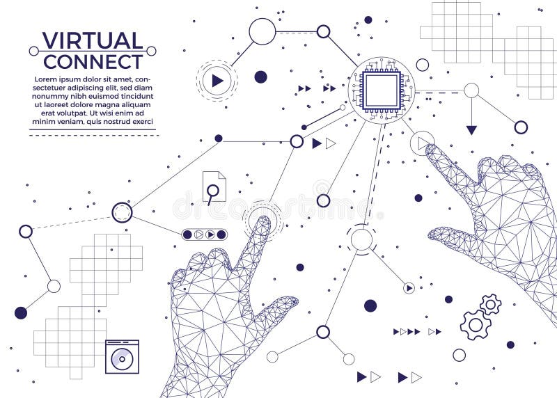 Virtual Connect. Concept. Future Robot Hands. Internet Business ...