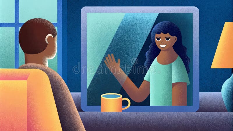 Virtual Connection: People Interacting Via Video Call on a Tablet Stock ...