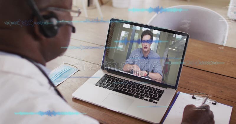 Virtual Consultation, Doctor Using Laptop with Animation of Digital ...