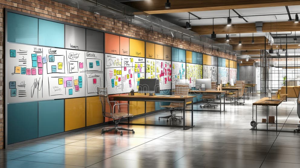 Virtual Coworking Space Featuring Floating Task Boards and Collaborative Workstations for Remote ...