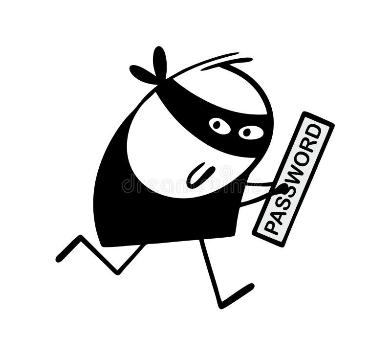 Virtual Criminal Has Stolen Password from Website or Computer. Vector ...