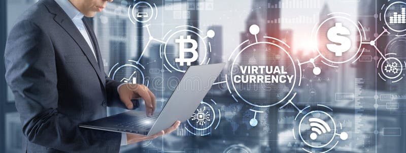 Virtual Currency Exchange Investment Concept. Financial Technology ...