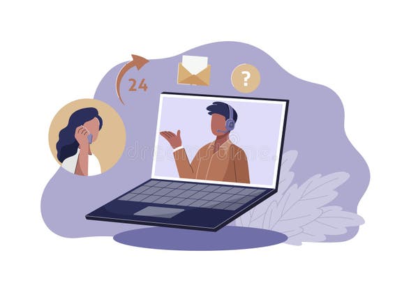 Virtual Customer Service Session Stock Vector - Illustration of video ...