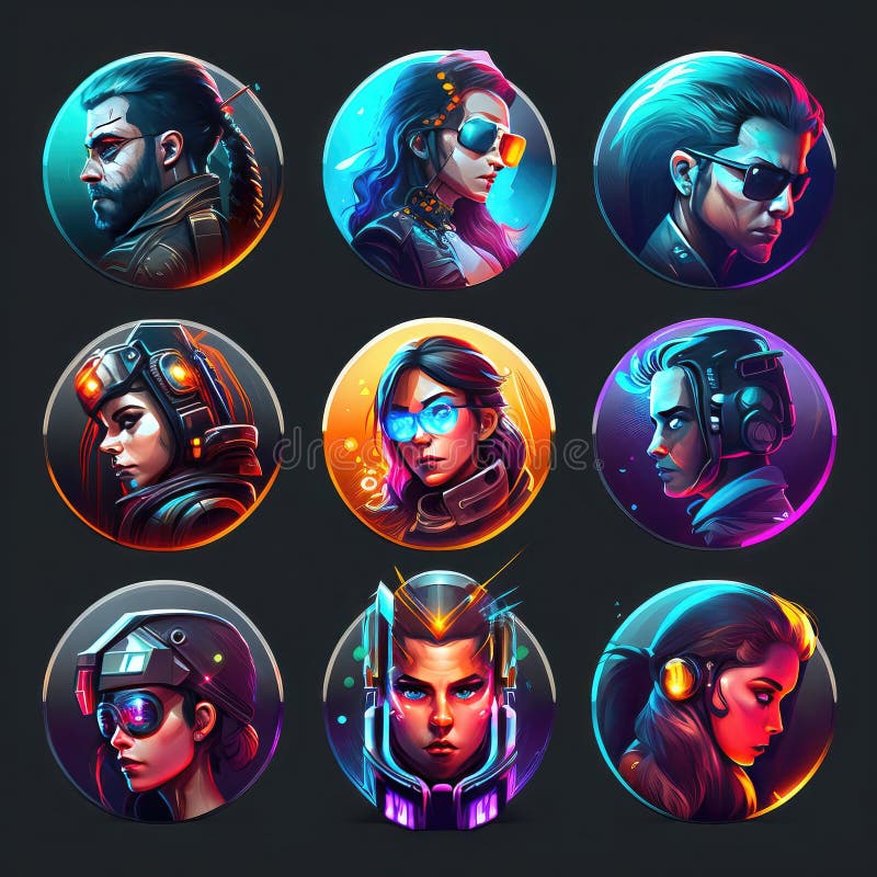 Techno Cyberpunk Character Avatar Ai Generated Stock Illustration ...