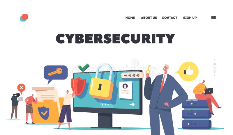 Virtual Cybersecurity Landing Page Template. Computer Privacy, Data ...