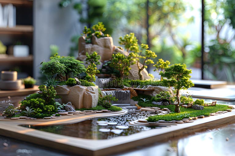 Virtual 3d Architectural Plans with Landscape Design. Art Project Stock ...