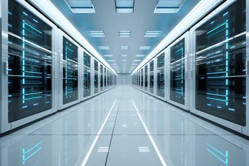 Virtual 3D Depiction White Server Center Housing Computer Storage ...
