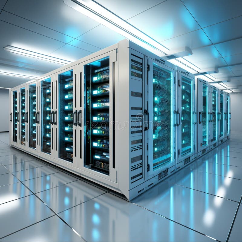 Virtual 3D Depiction White Server Center Housing Computer Storage ...
