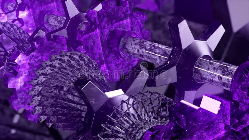 Virtual 3d Engine. Motion. Moving 3d Mechanism with Gears and Pipes ...