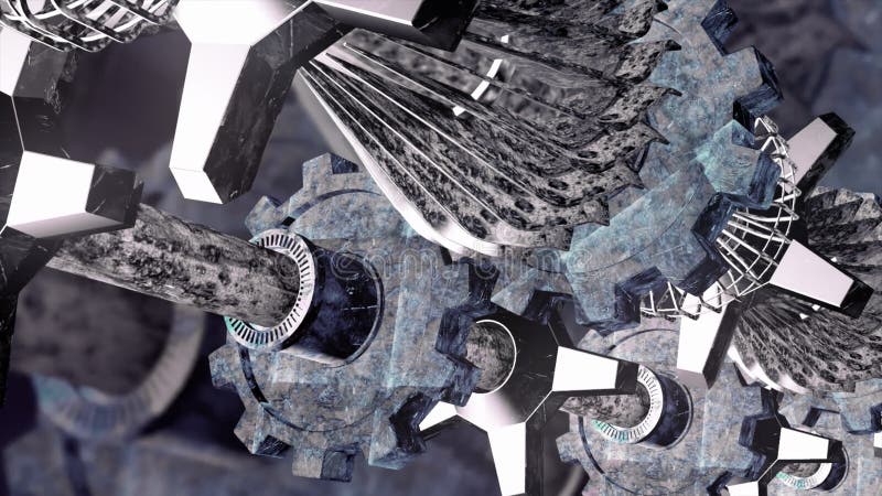 Virtual 3d Engine. Motion. Moving 3d Mechanism with Gears and Pipes ...