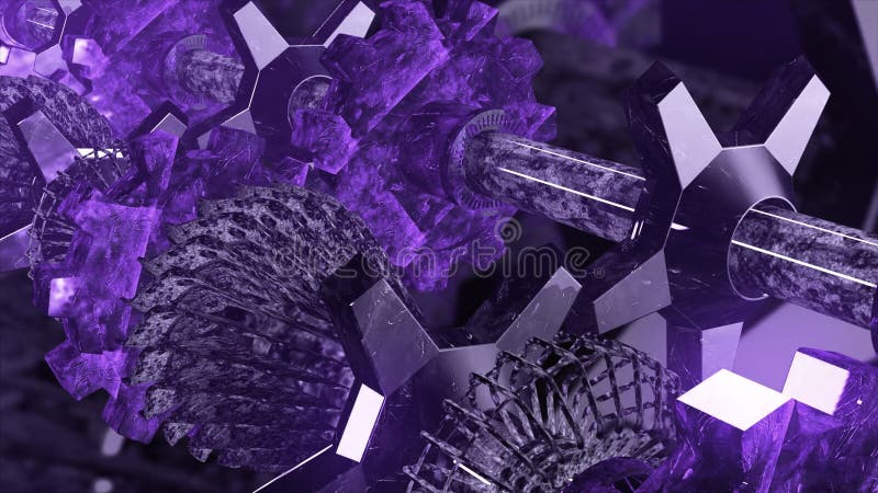 Virtual 3d Engine. Motion. Moving 3d Mechanism with Gears and Pipes ...