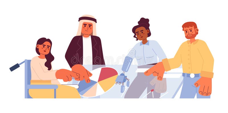 Virtual Data Analysis Team Cartoon Flat Illustration Stock Vector ...