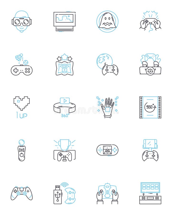 Virtual Design Linear Icons Set Rendering Visualization Modeling Interactivity Simulation