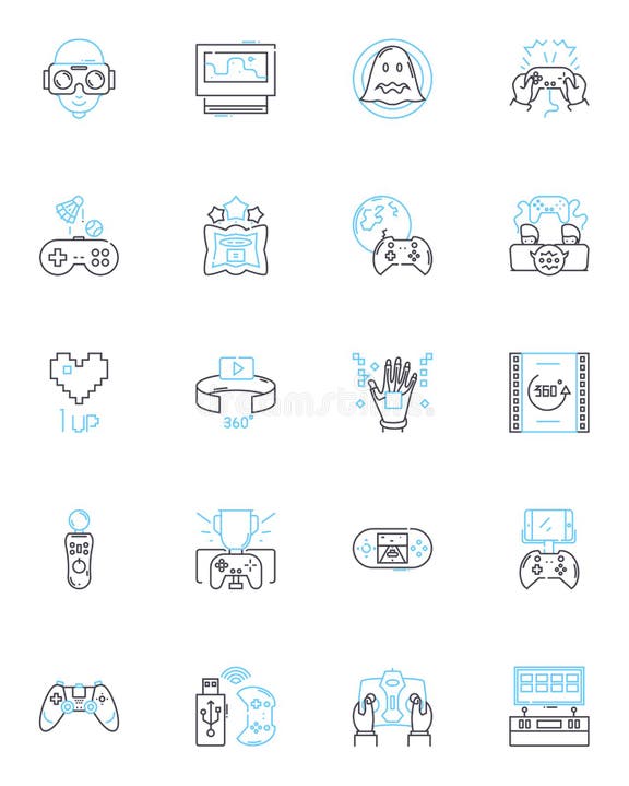 Virtual Design Linear Icons Set. Rendering, Visualization, Modeling, Interactivity, Simulation ...