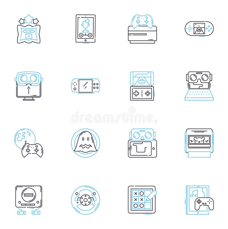 Virtual Design Linear Icons Set Rendering Visualization Modeling Interactivity Simulation