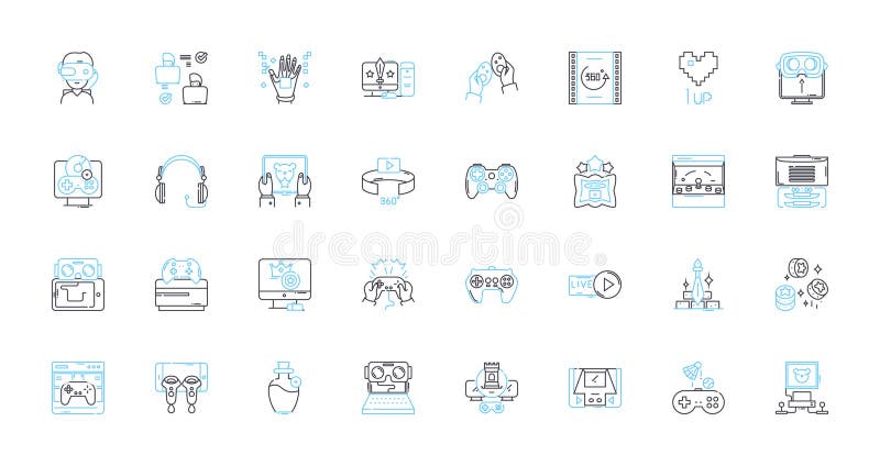 Virtual Design Linear Icons Set Rendering Visualization Modeling Interactivity Simulation