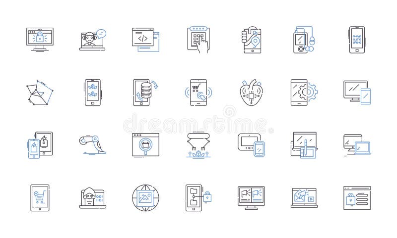 Virtual Devices Line Icons Collection Simulate Emulate Virtualize Digitalize Replicate