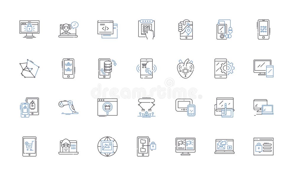 Virtual Devices Line Icons Collection. Simulate, Emulate, Virtualize ...