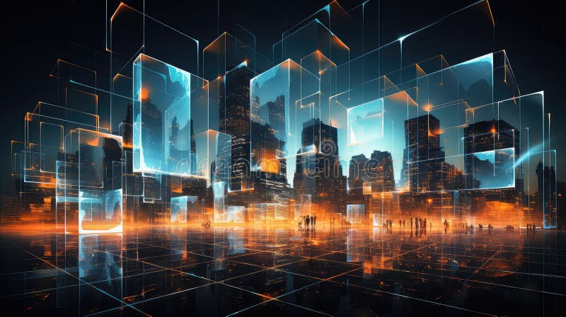 Virtual Digital Architecture Background Stock Illustration ...