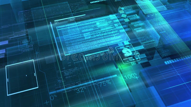 Virtual Digital 3D Space with Code Elements. Stock Video - Video of ...