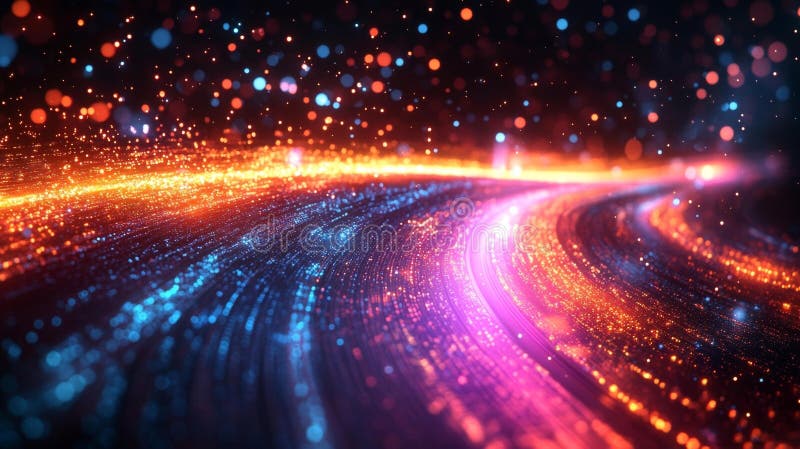 Virtual Digital Data Stream with Bright Colors and Dynamic Effects ...