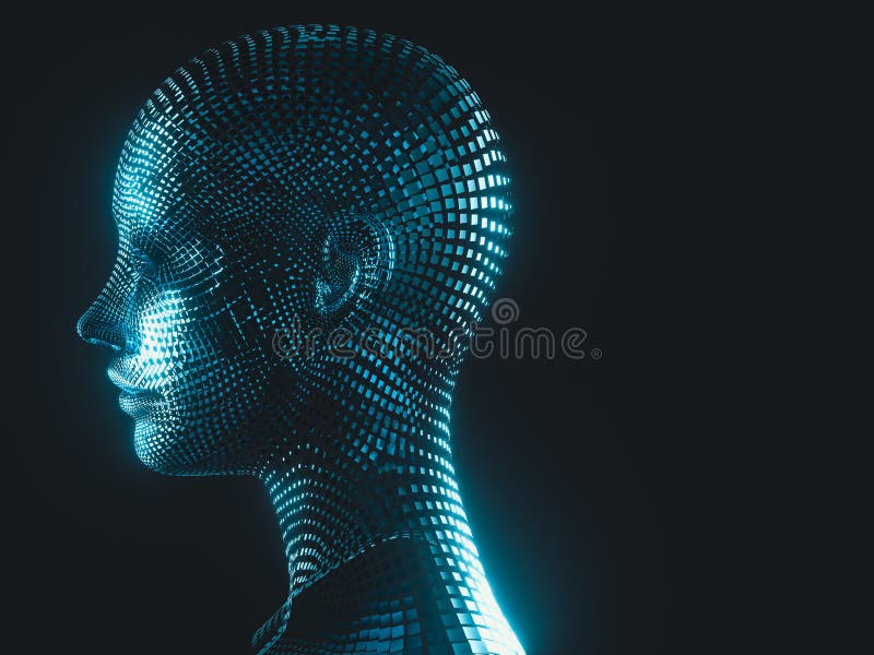 Virtual Digital Head of Artificial Intelligence (AI). 3d Rendering ...