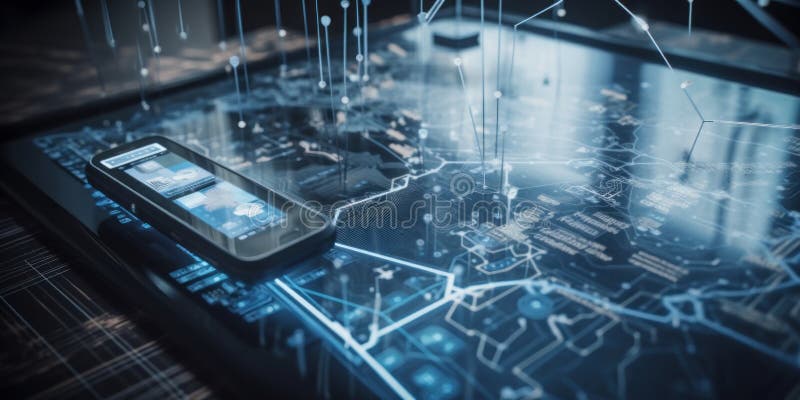 Virtual Digital Screen of Connections and Communications Stock ...