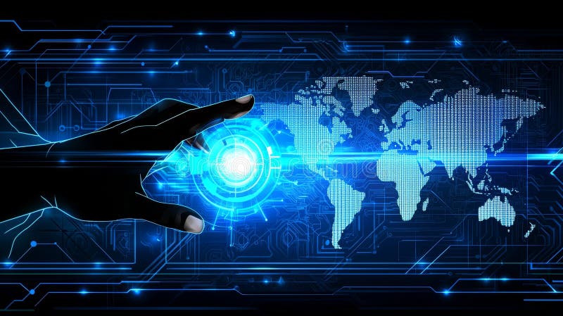 Virtual Digital Technology Global Communication on a Background of ...