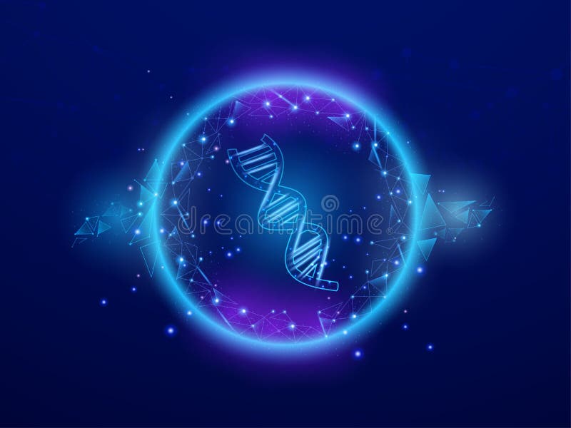 Virtual DNA Structure Inside Shiny Round and Line Polygon Geometric on ...