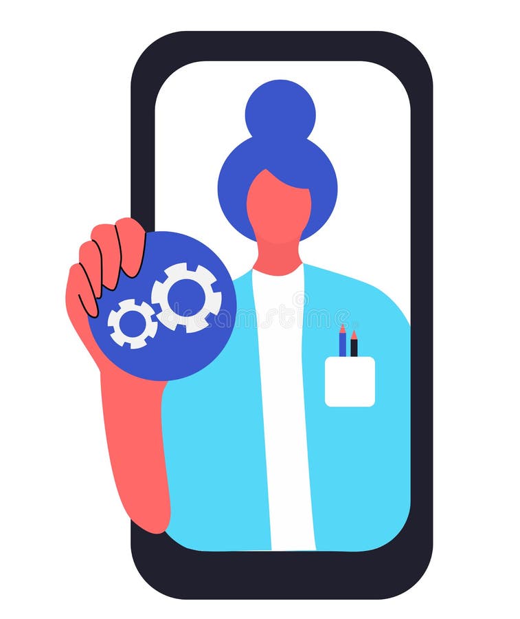 Virtual Doctor App Hand Drawn Vector Illustration. Professional ...