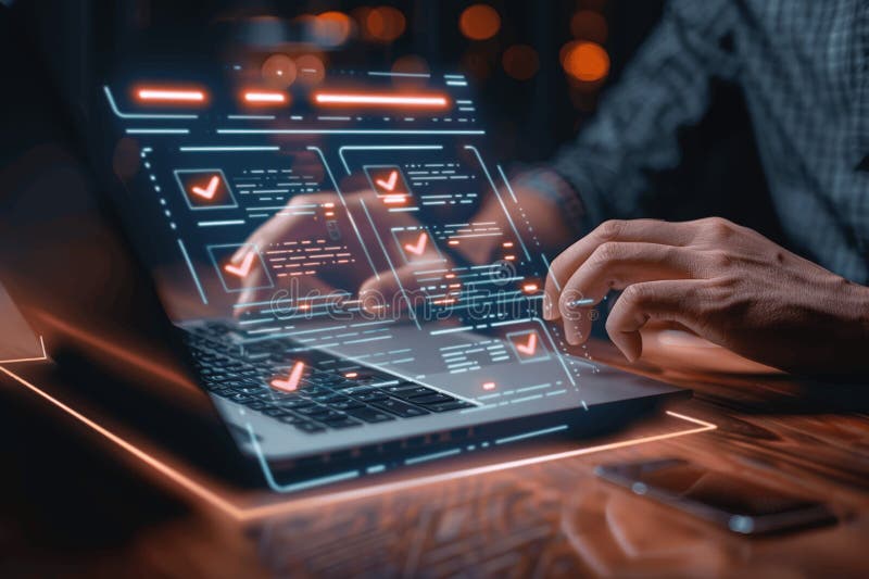 Virtual Document Management Business Professional in a Digital Remote ...