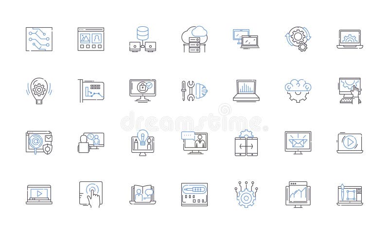 Virtual Domain Line Icons Collection. Online, Virtual, Digital, Cloud ... Virtual Domain Line Icons Collection. Online, Virtual, Digital, Cloud ...