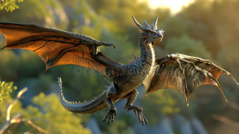 A Virtual Dragon Soaring through the Air the Player Guiding Its ...