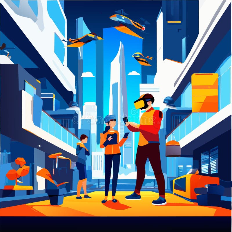 Virtual Dreamscape: Immersive Vector Reality Stock Illustration ...