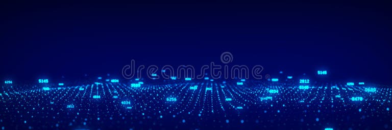 Virtual Dynamic Digital Wave in Cyberspace. Binary Code Data Flow ...