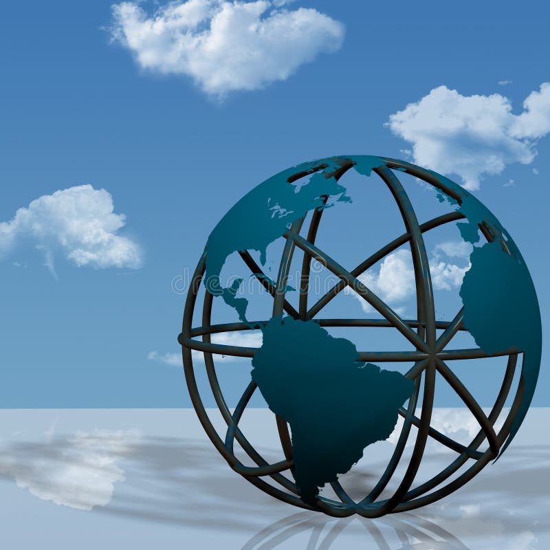 Virtual Earth Globe Sculpture Stock Illustration - Illustration of ...