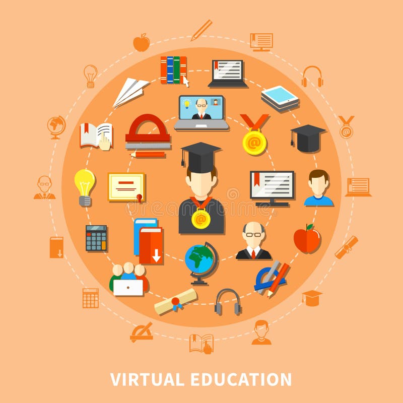 Virtual Education Composition Stock Vector - Illustration of modern ...