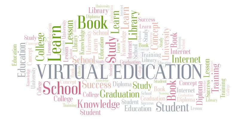 Virtual Education Word Cloud. Stock Illustration - Illustration of ...