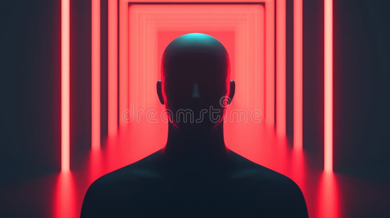 Virtual Event Platform Featuring Futuristic Figure in a Red Neon Space ...