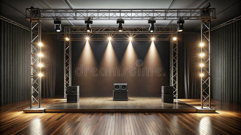 Virtual Stage with Glossy Tubes and Patterns Stock Illustration ...