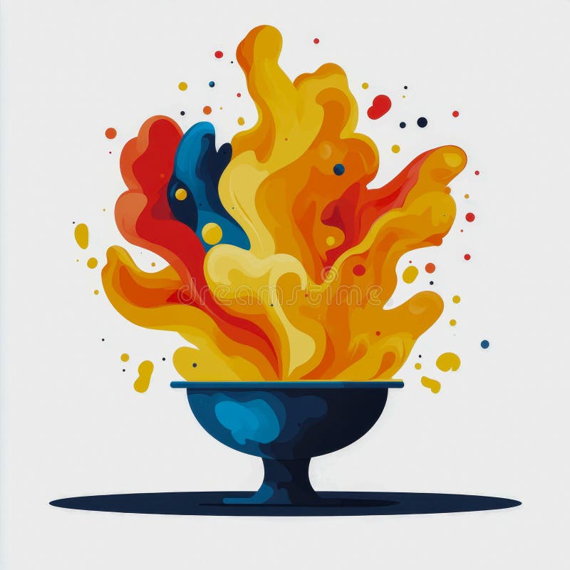 Virtual Expansion Flat Icon of Fire in Bowl on White Background for ...