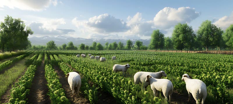 Interactive Holographic Virtual Farm with Animals and Crops Stock ...