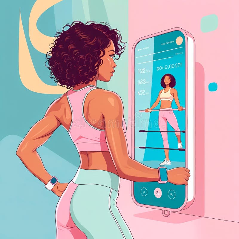 Virtual Fitness: Training with Technology Stock Photo - Image of movement, mindful: 376346644