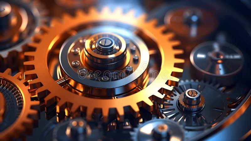 Virtual Gears and Cogs Turning with Renewed Energy Stock Illustration ...